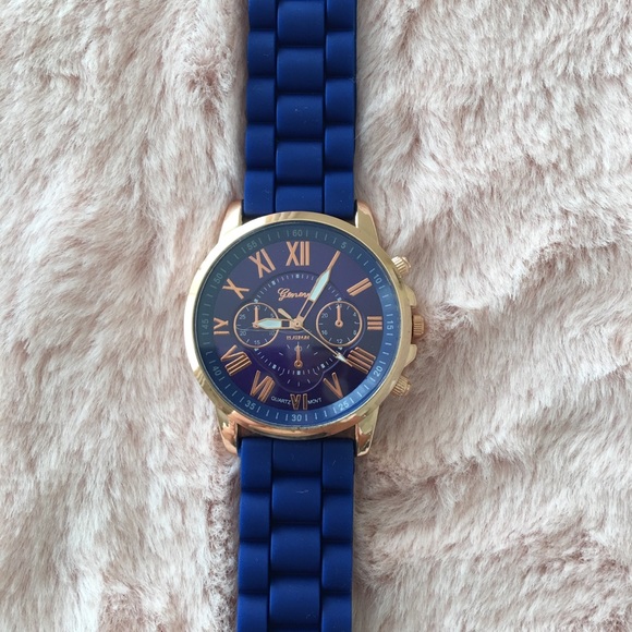 Geneva | Accessories | Navy Blue Silicone Watch | Poshmark